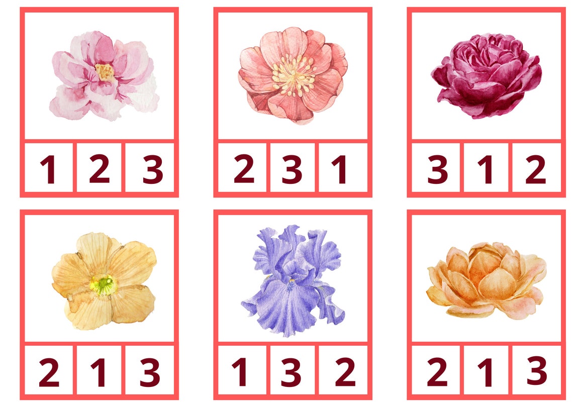 FLOWERS Count and Clip Cards || Counting 1 to 10|| 60 Cards || Activity ...