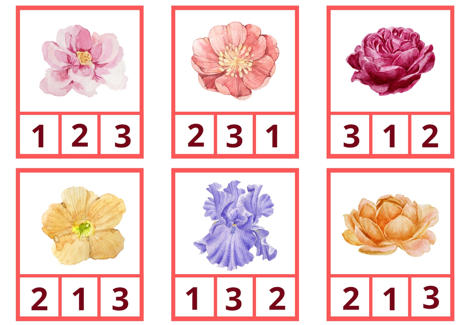 FLOWERS Count and Clip Cards || Counting 1 to 10|| 60 Cards || Activity ...