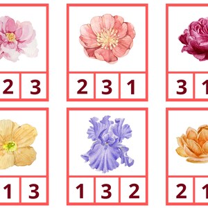 FLOWERS Count and Clip Cards || Counting 1 to 10|| 60 Cards || Activity ...