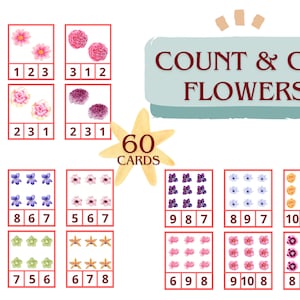 FLOWERS Count and Clip Cards || Counting 1 to 10|| 60 Cards || Activity ...