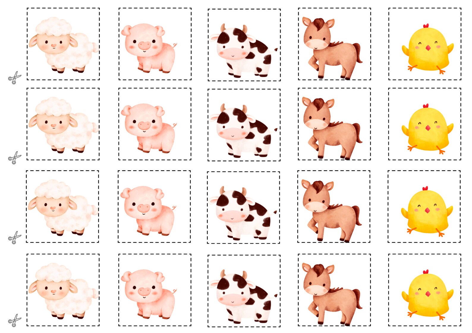 FARM Theme Printable Activities for Kids Scissors Skills Tracing Flash ...