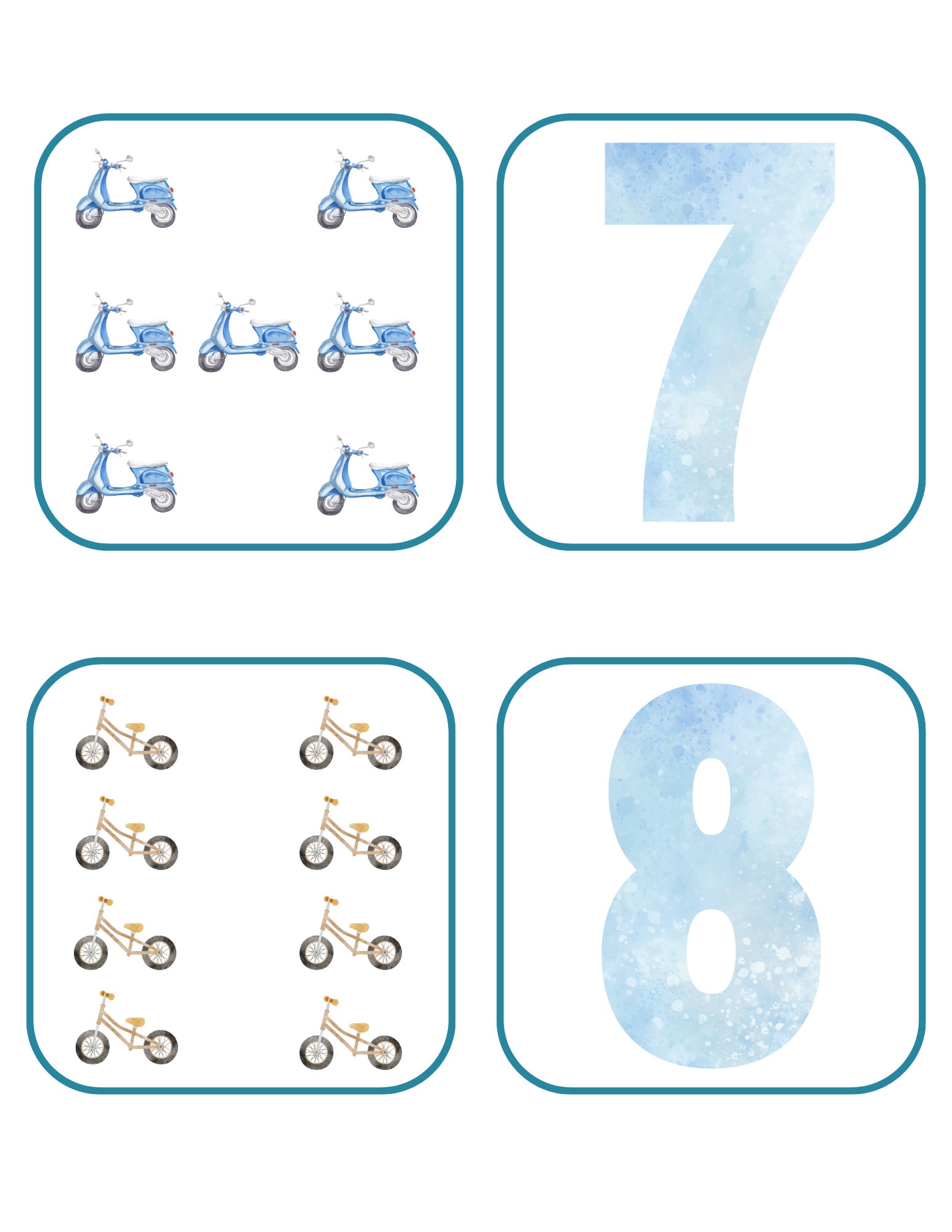 TRANSPORT Vehicles Count and Clip Cards for Kids || Numbers 1-10 ...