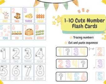 Numbers Flashcards 1-10 - Etsy