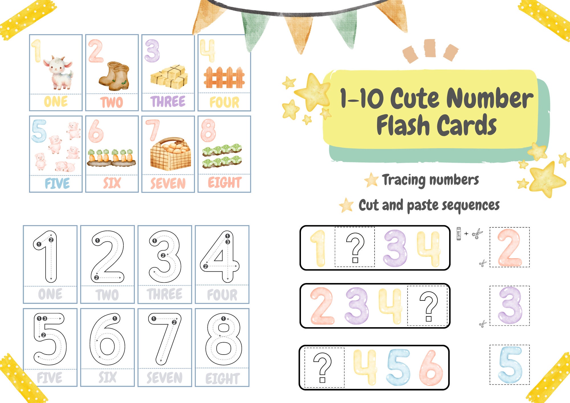 1-10 Number Flash Cards || Mini Bundle || Flash Cards || Tracing ...