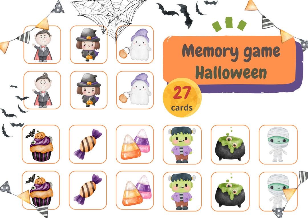 HALLOWEEN Memory Game || Printable Flash Cards || Halloween Flash Cards ...