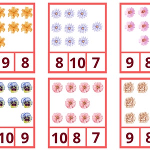 FLOWERS Count and Clip Cards || Counting 1 to 10|| 60 Cards || Activity ...