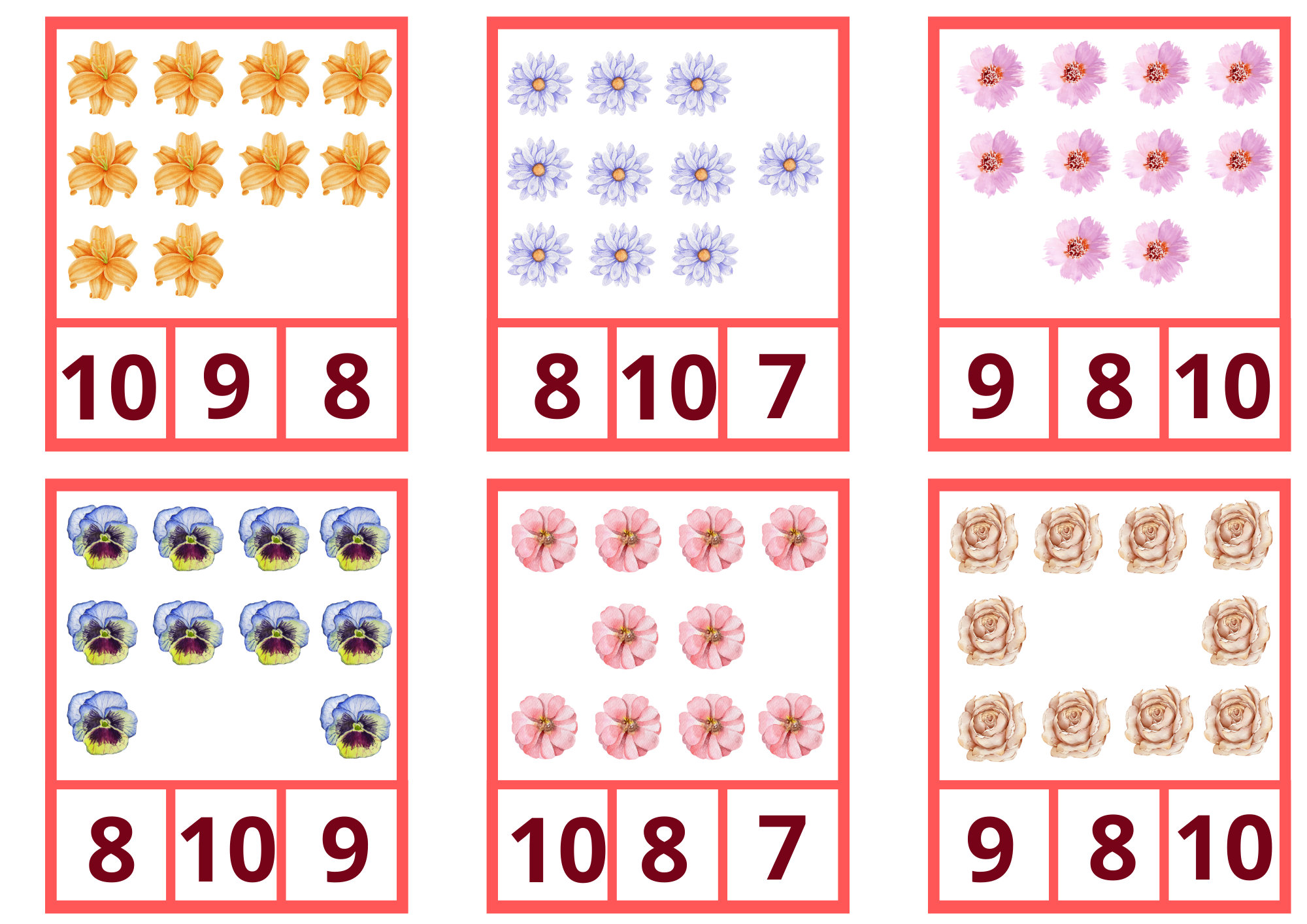FLOWERS Count and Clip Cards || Counting 1 to 10|| 60 Cards || Activity ...