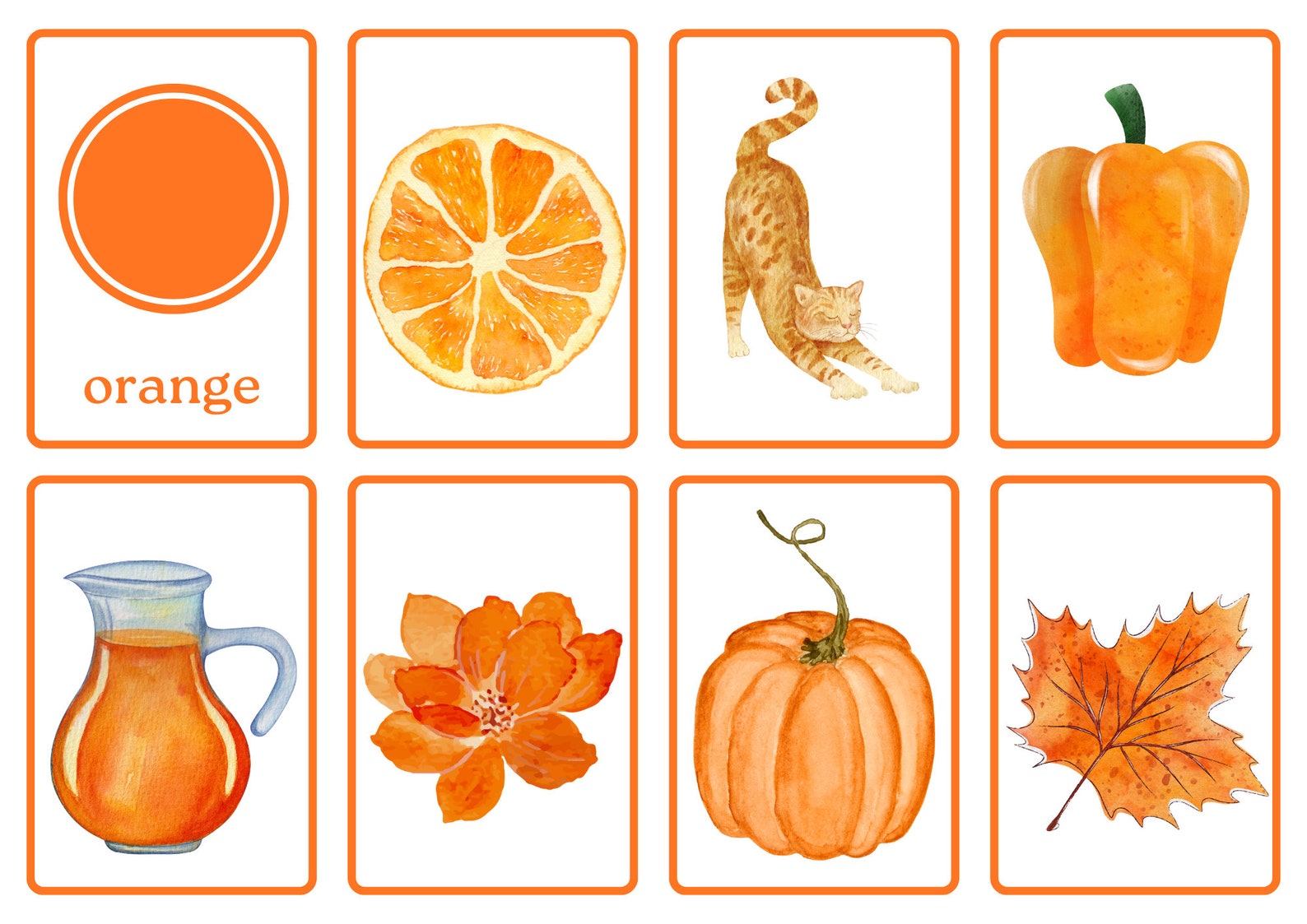 Colors Flashcards and Match the Color Game (9 Sheets - 72 Cards in ...