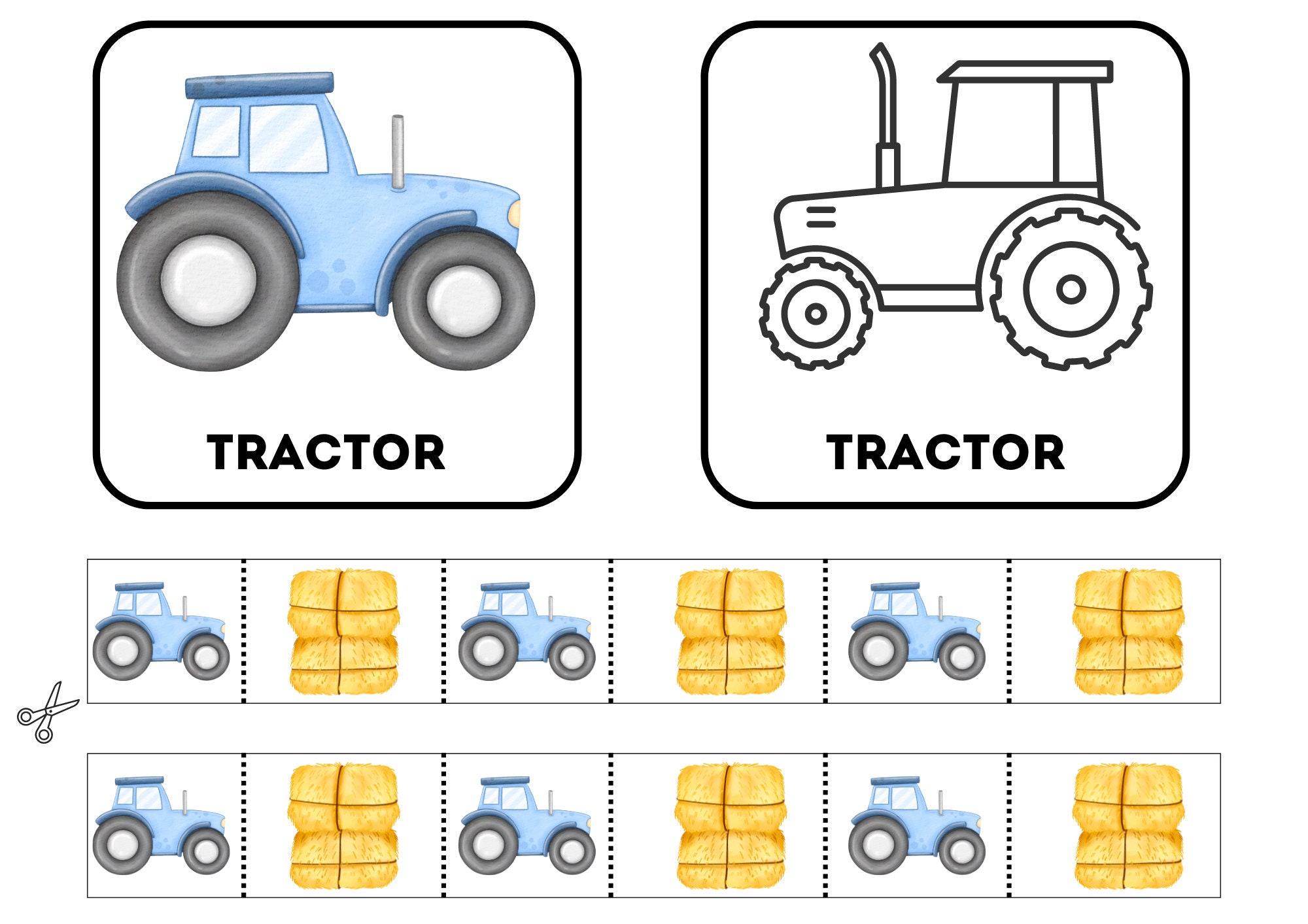 FARM Theme Printable Activities for Kids Scissors Skills Tracing Flash ...