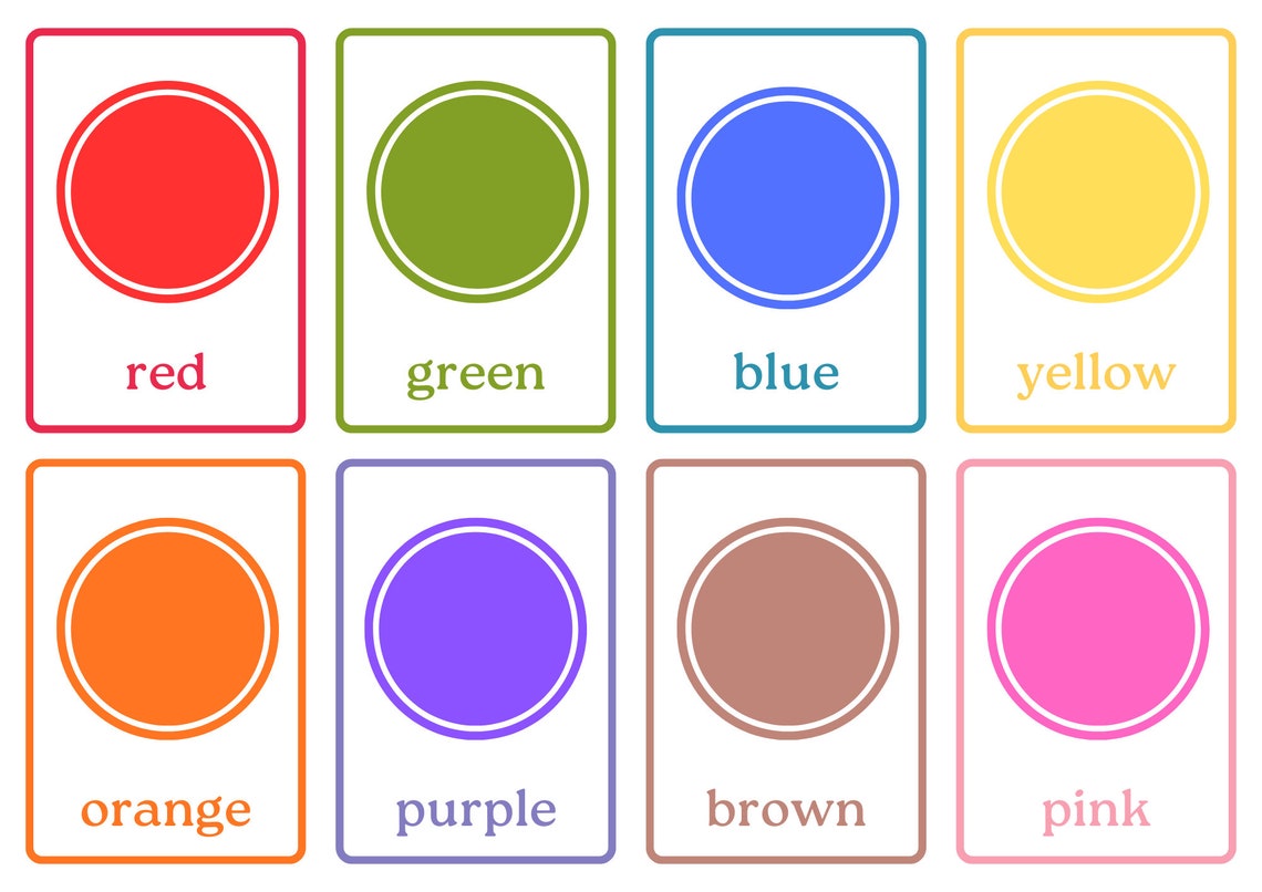 Colors Flashcards and Match the Color Game (9 Sheets - 72 Cards in ...