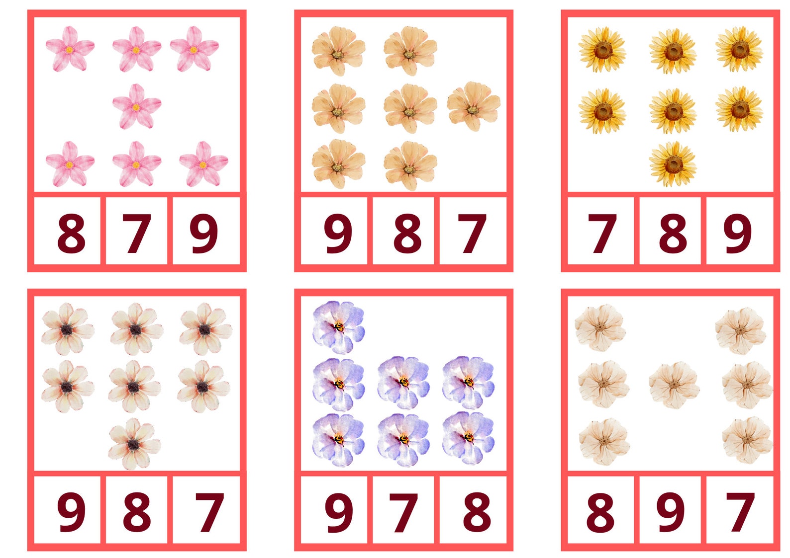 FLOWERS Count and Clip Cards || Counting 1 to 10|| 60 Cards || Activity ...