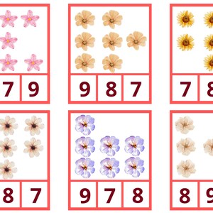 FLOWERS Count and Clip Cards || Counting 1 to 10|| 60 Cards || Activity ...