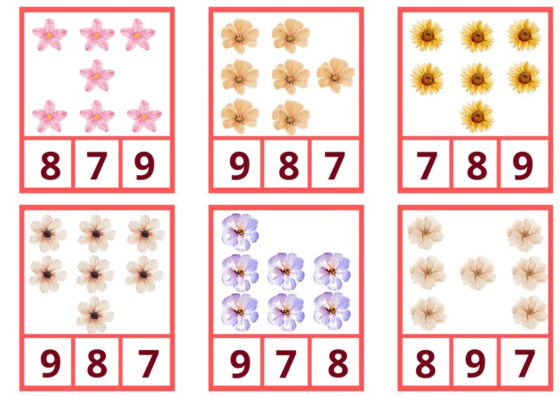 FLOWERS Count and Clip Cards || Counting 1 to 10|| 60 Cards || Activity ...