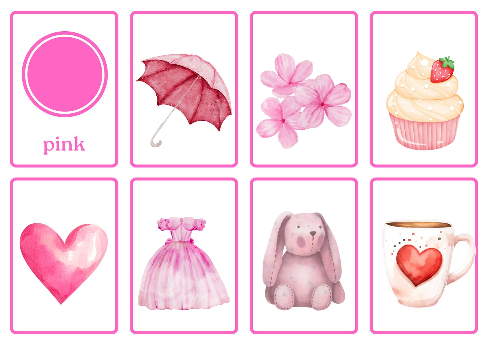 Colors Flashcards and Match the Color Game 9 Sheets 72 Cards in Total ...