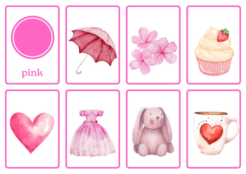 Colors Flashcards and Match the Color Game (9 Sheets - 72 Cards in ...