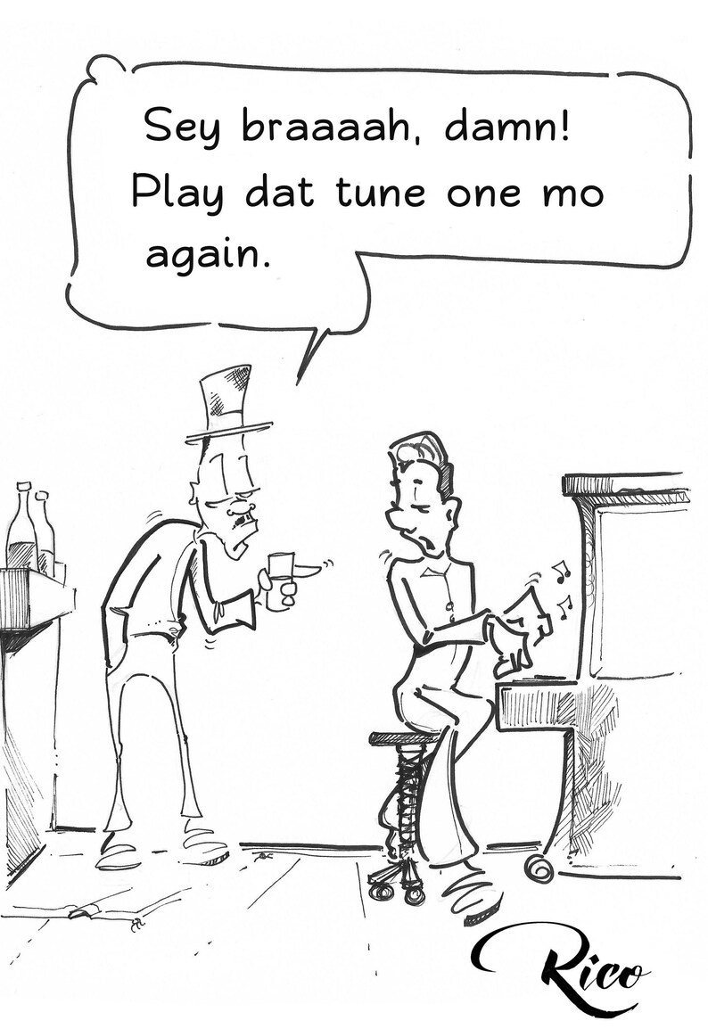 Black and White Comic Art Decor for Piano Lover Print Fun Joke Sketch ...