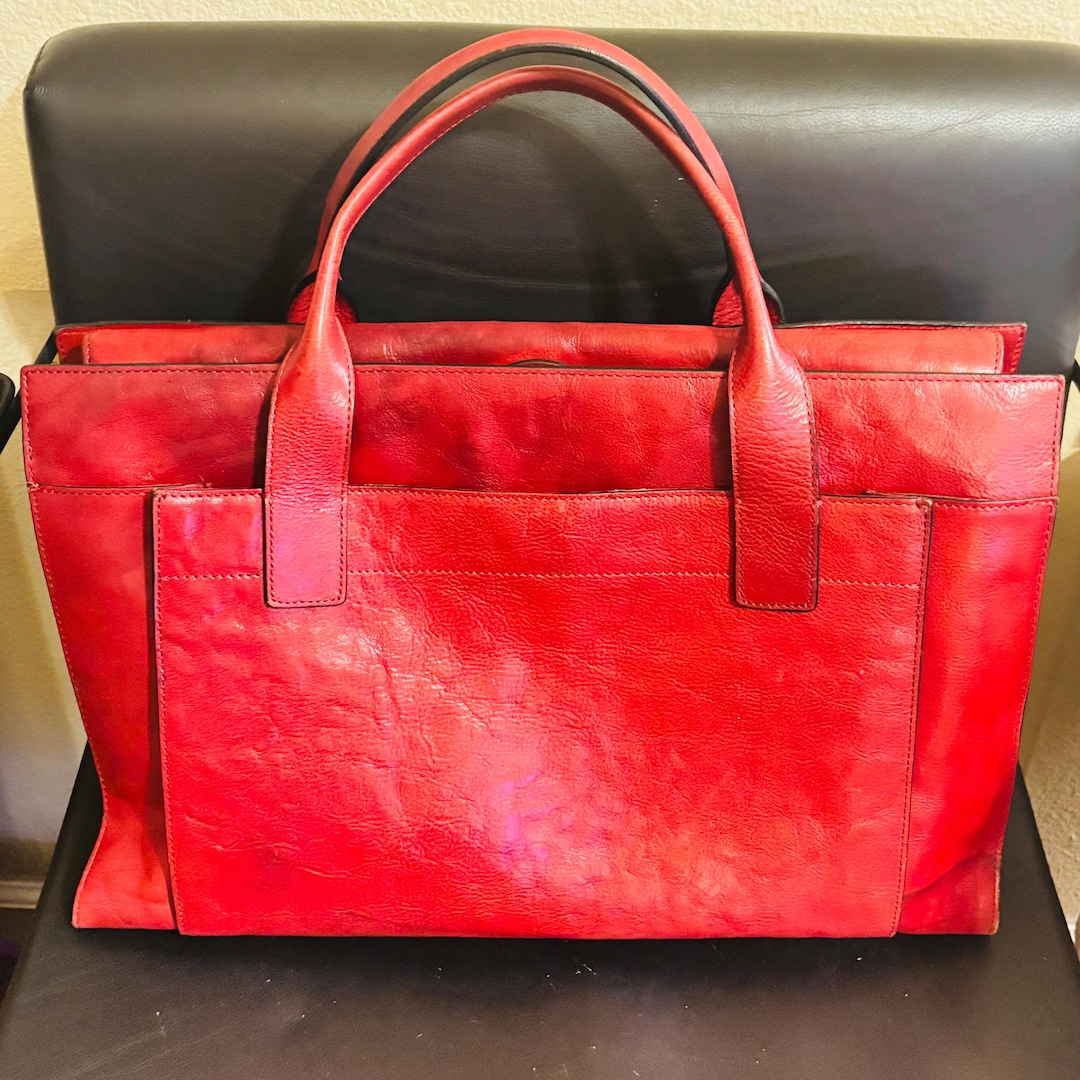 Vintage Wilsons Italian Leather Briefcase: Large Red Pelle Studio Bag ...