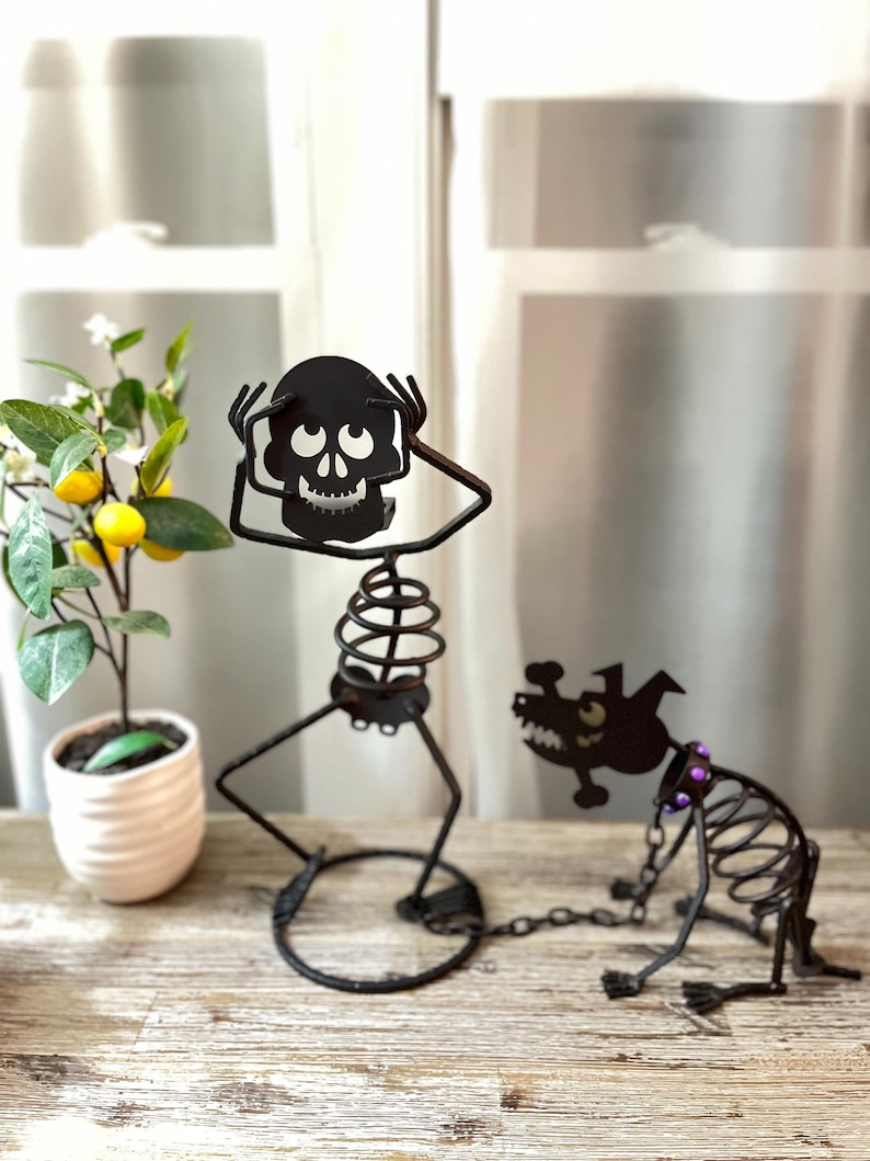 Rare Retired Partylite Metal Skeleton and Dog Candle Holders Halloween ...