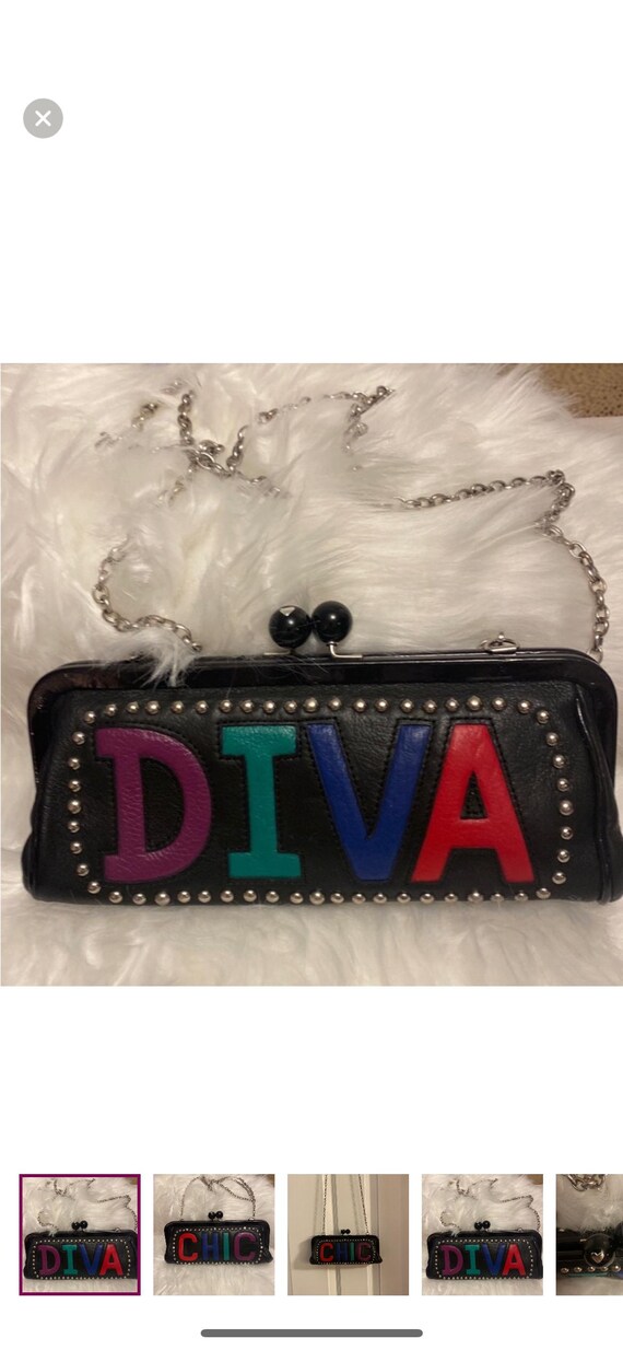 Rare! Brighton Black Leather CHIC DIVA Kiss-Lock Clut… - Gem