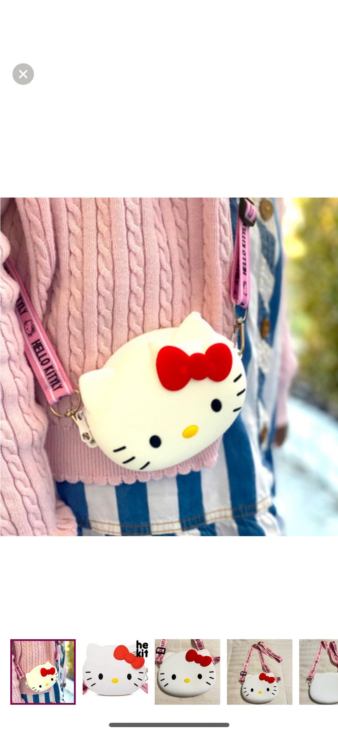 Hello Kitty Crossbody Bag Silicon, Flexible White Face Red Bow Pink ...