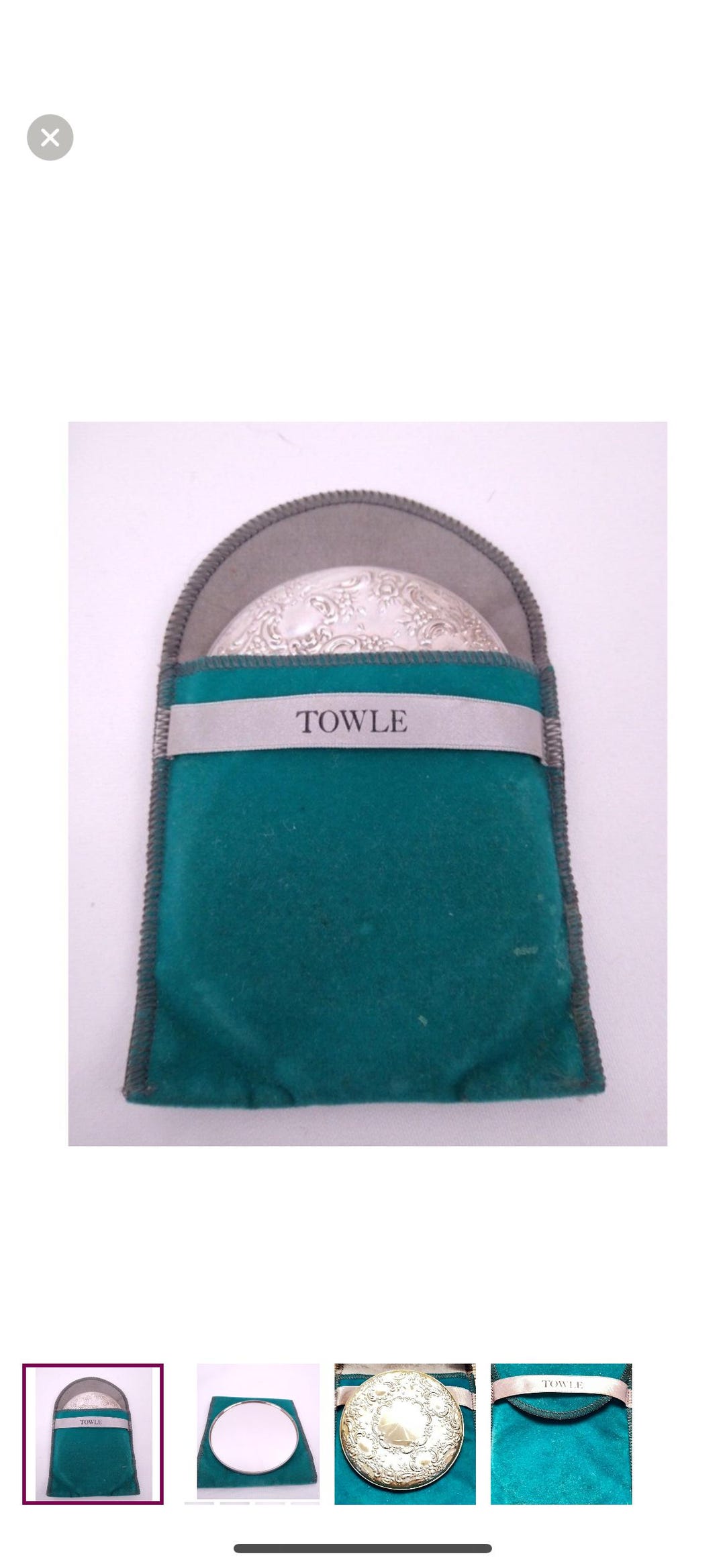 Vintage Towle Sterling Silver Purse Size Hand Mirror Compact Blue ...