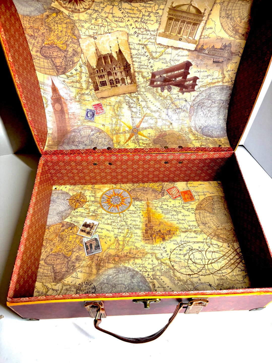 Vintage World Maps Decorative Suitcase Elegant Paperboard Sturdy ...