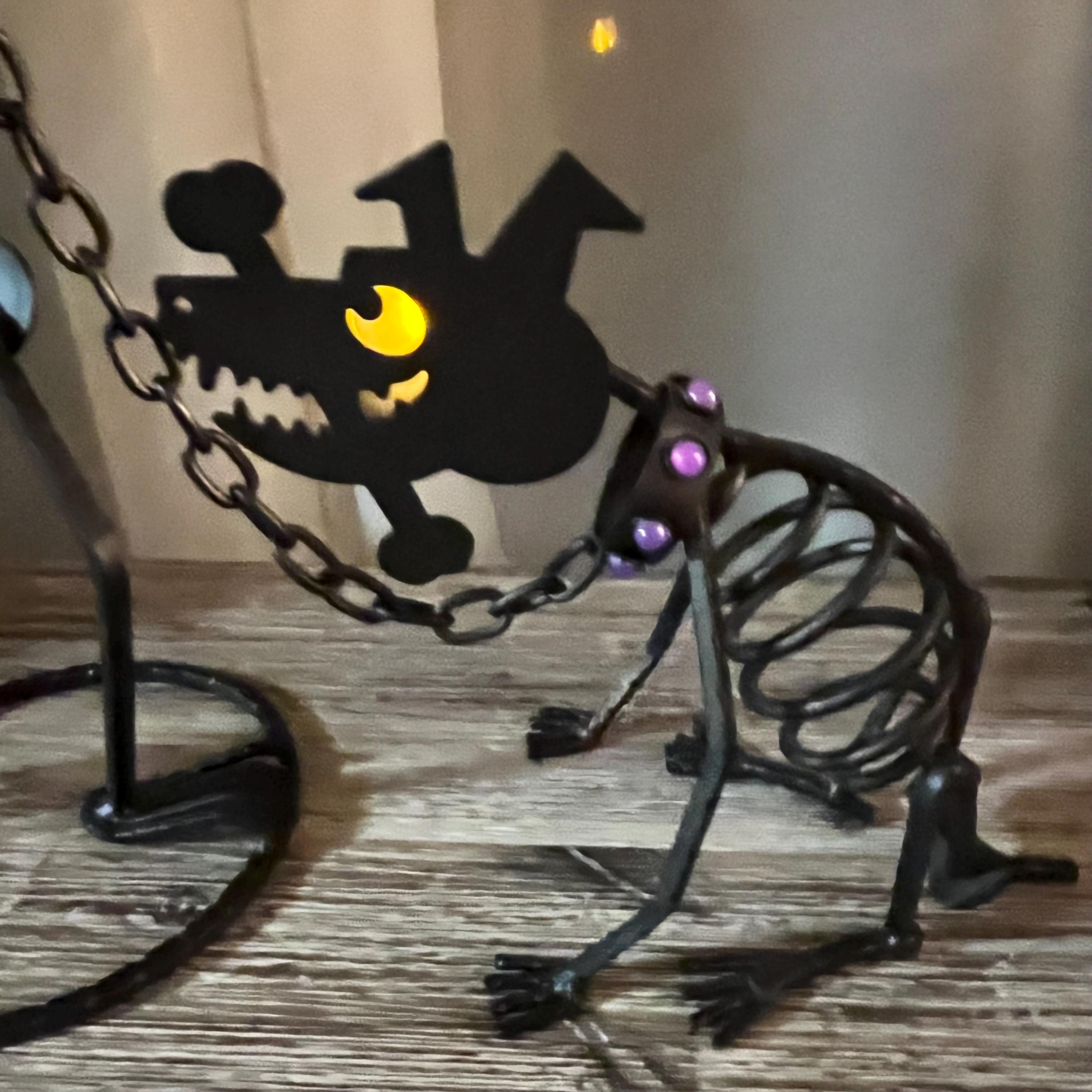 Rare Retired Partylite Metal Skeleton and Dog Candle Holders Halloween ...