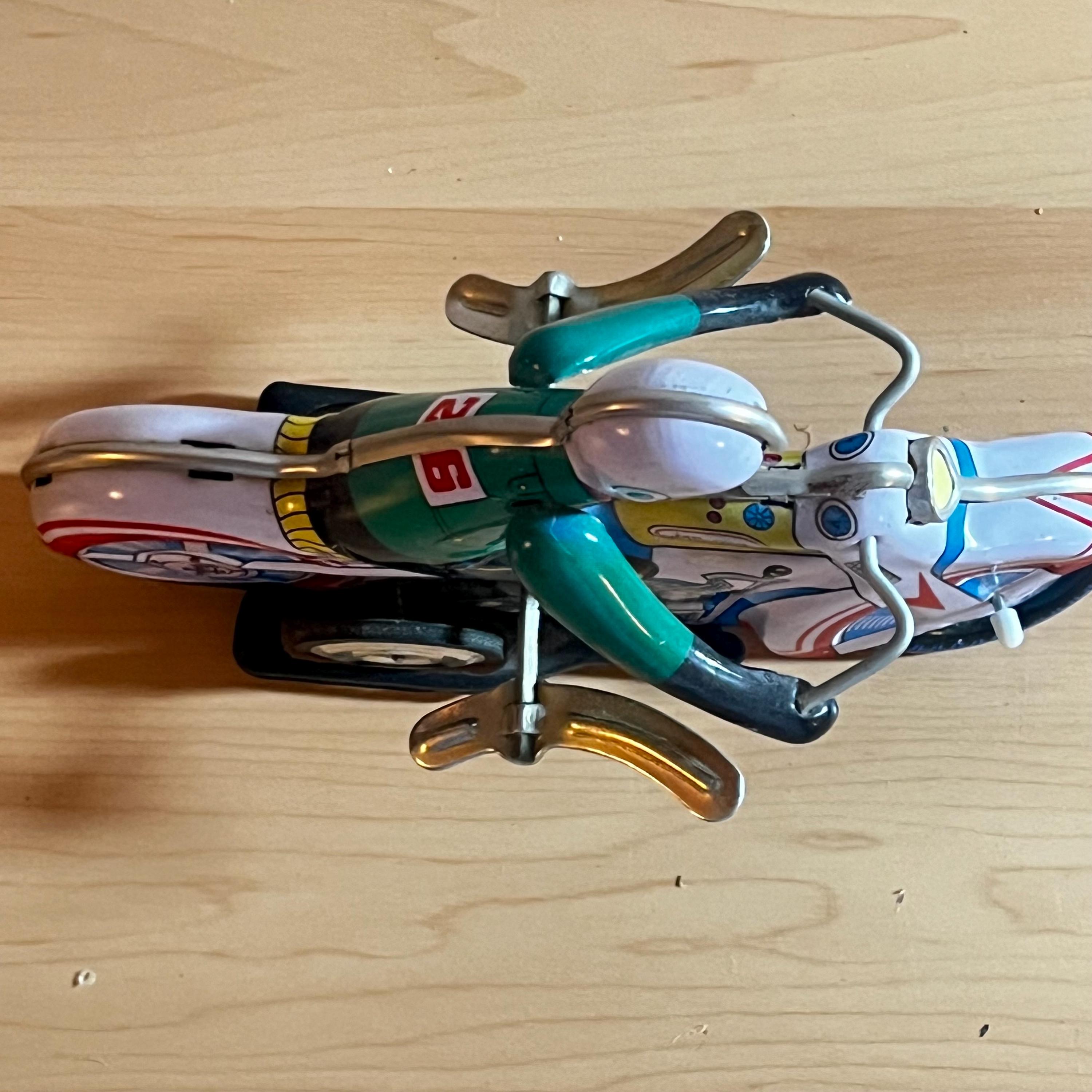 1970s Clockwork Tin Windup Circling MS-702 Toy MOTORCYCLE, China ...