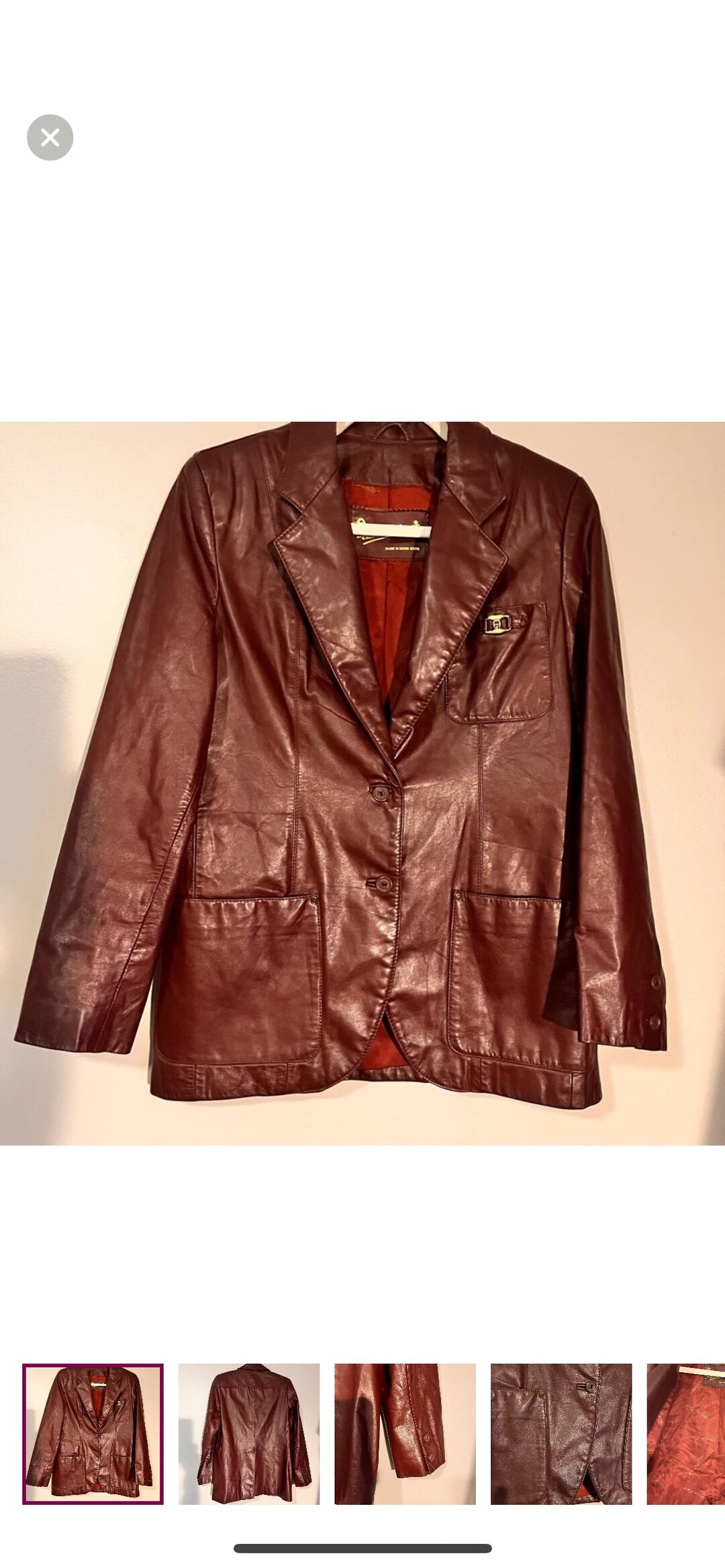 Women's Etienne Aigner Vintage 70s Oxblood Leather Jacket Size 8 Lined ...