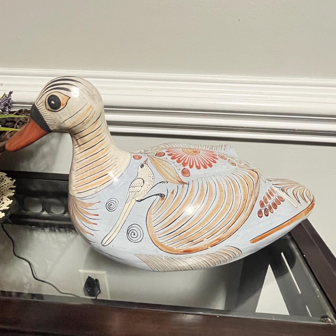 Large Vintage Tonala Mexican Duck Made in Mexico Hand Crafted & Painted ...