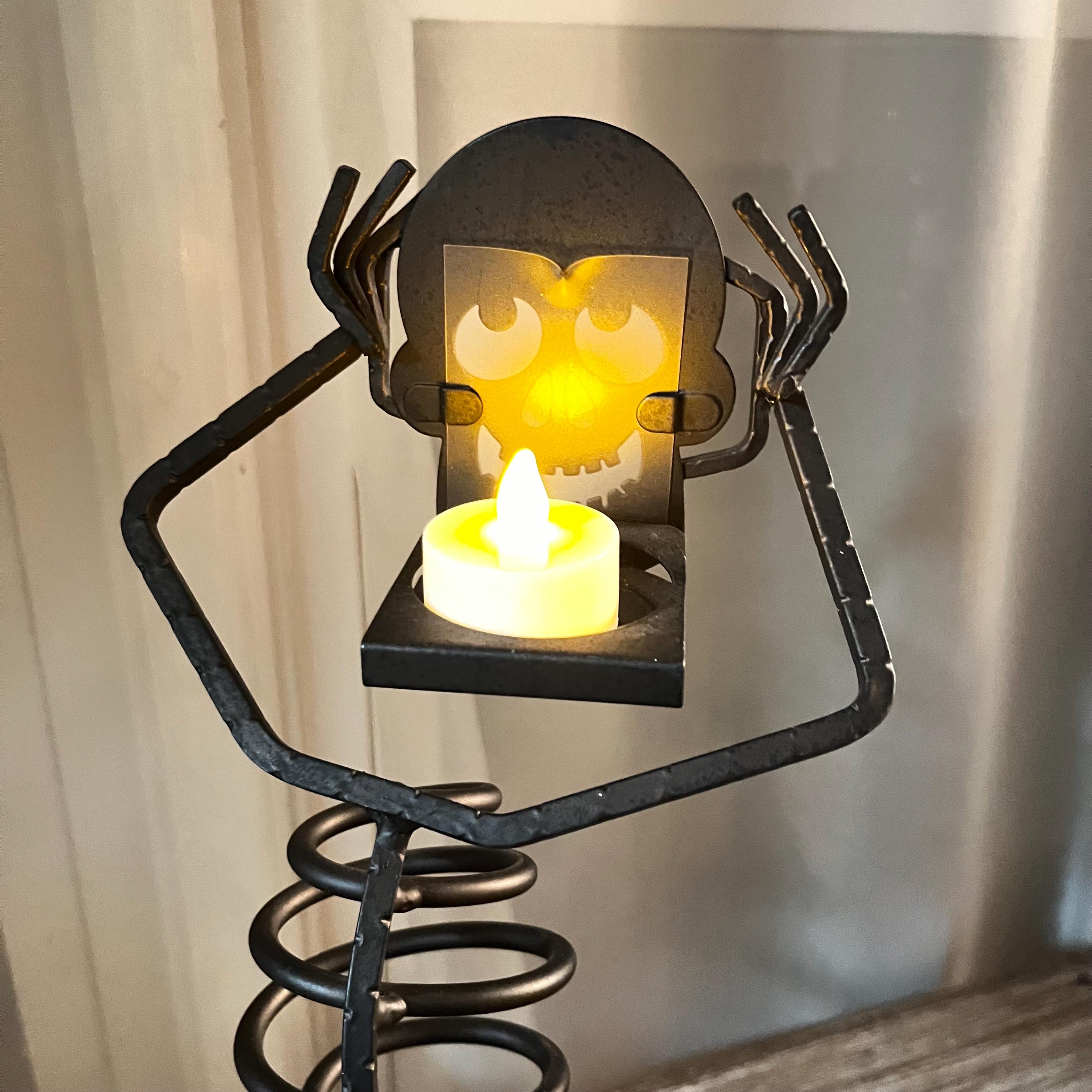 Rare Retired Partylite Metal Skeleton and Dog Candle Holders Halloween ...