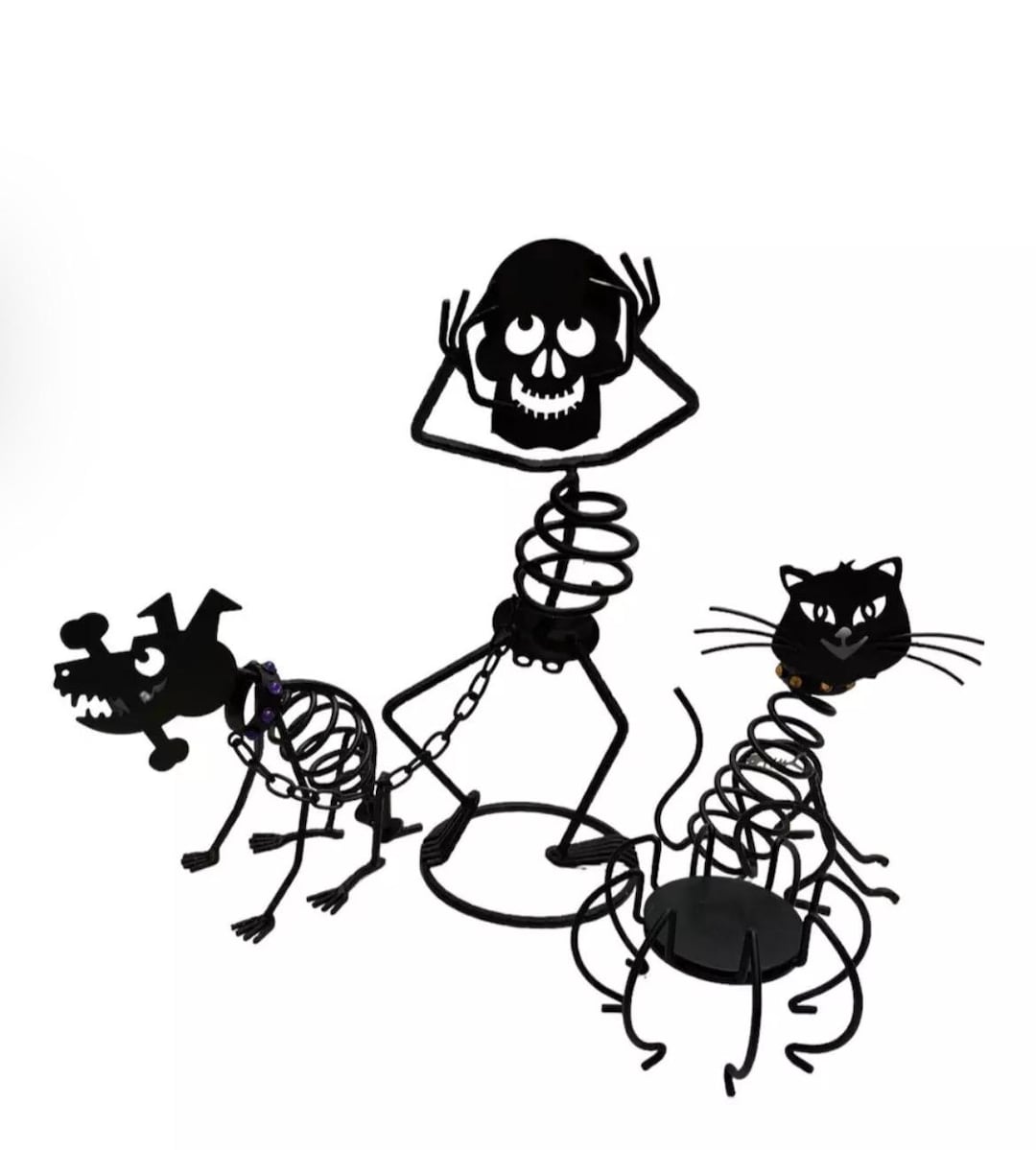 Mr Bones Statue and Friends Cat and Dog Partylite Halloween Votive ...