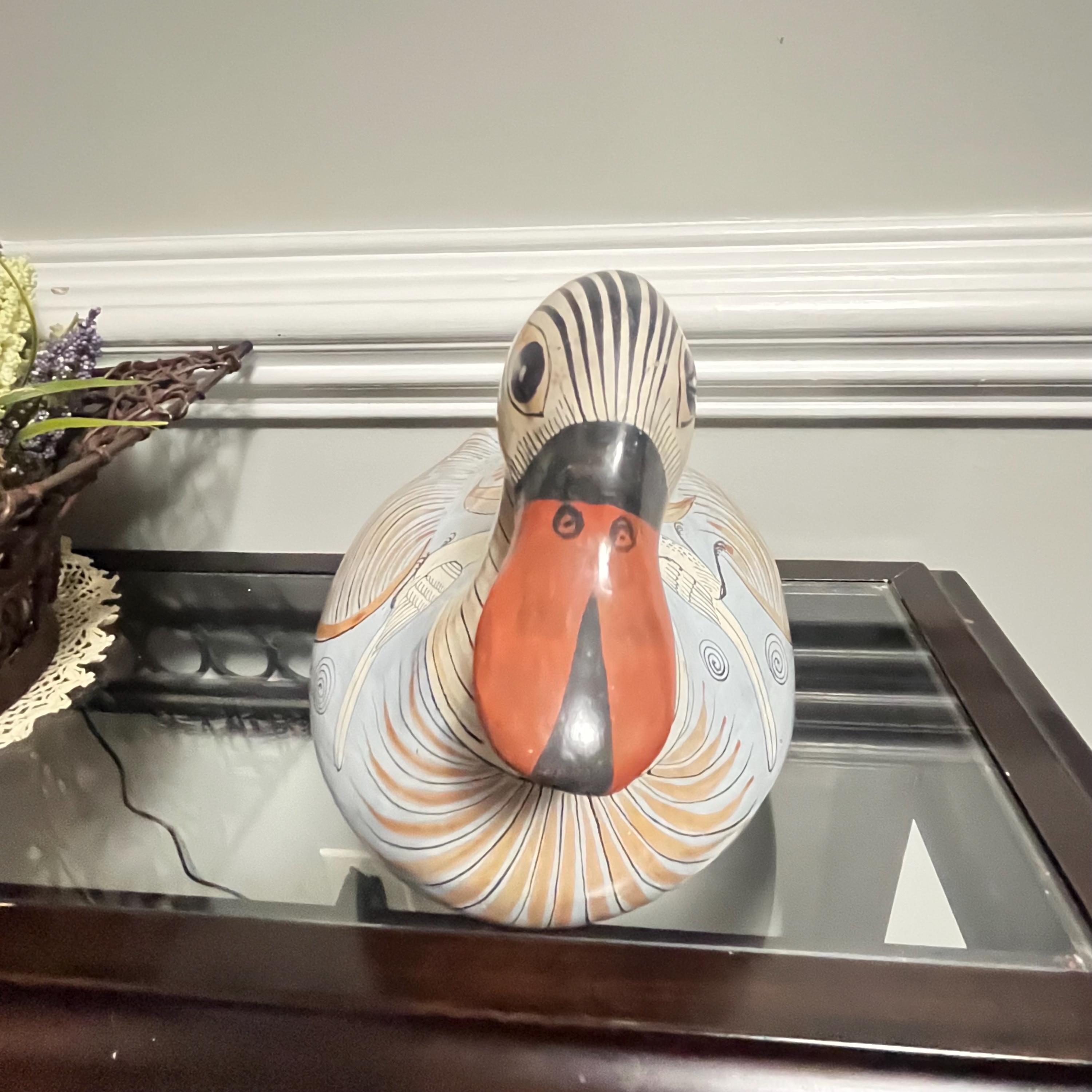 Large Vintage Tonala Mexican Duck Made in Mexico Hand Crafted & Painted ...