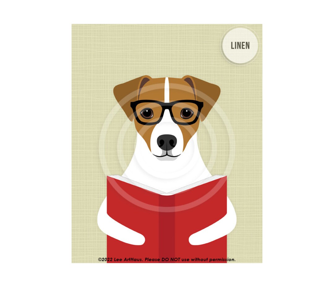743DP Book Art Prints Jack Russell Terrier Reading Book Wall Art Jack ...