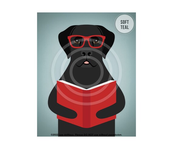 587DP Dog Artwork Black Labrador Retriever Dog Reading Book - Etsy