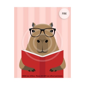 57JP Book Art Prints - Capybara Reading Book Wall Art - Book Theme ...