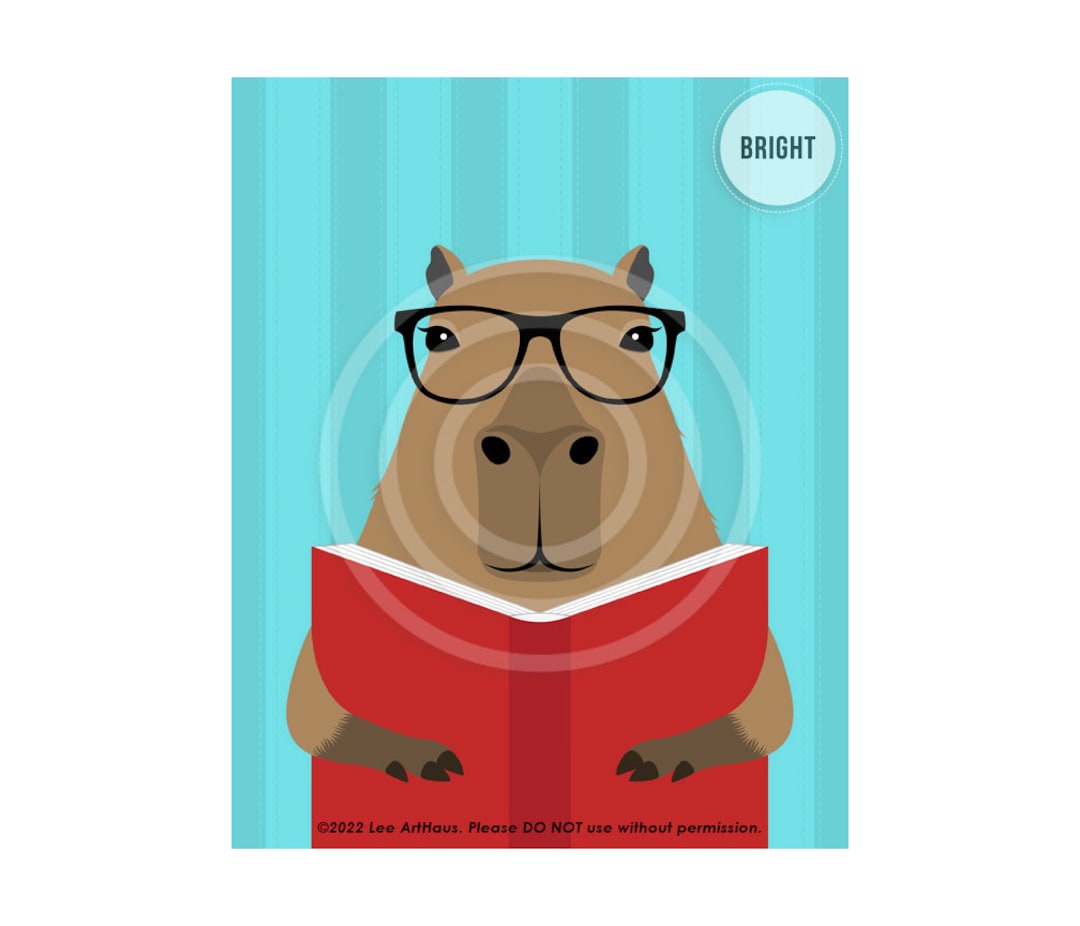 57JP Book Art Prints - Capybara Reading Book Wall Art - Book Theme ...