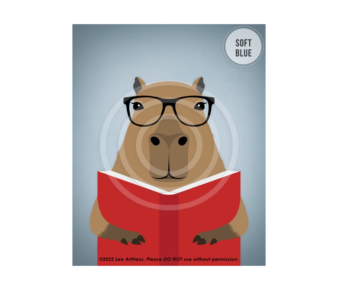 57JP Book Art Prints Capybara Reading Book Wall Art Book - Etsy