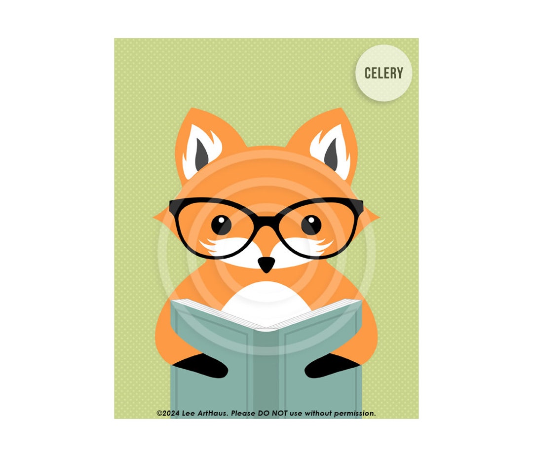 2AP Fox Reading Book Wall Art - Cute Fox Art - Fox Nursery Decor ...