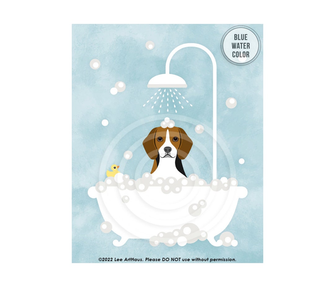 5DP Bath Art - Beagle in Bubble Bath Bathtub Wall Art - Beagle Puppy ...