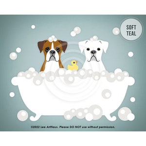 50DP Two Boxer Dogs in Bubble Bath Wall Art - Boxer Dog Print - Boxer ...