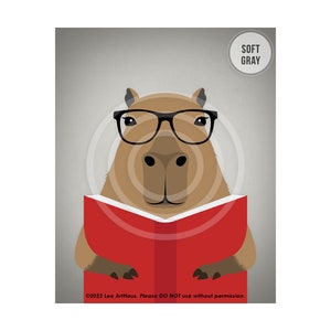 57JP Book Art Prints - Capybara Reading Book Wall Art - Book Theme ...