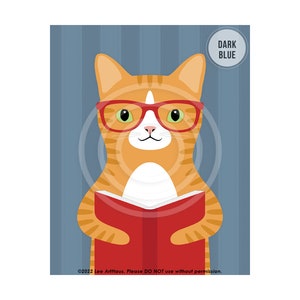 707DP Book Prints - Orange Tabby Cat Reading Book Wall Art - Cat Wall ...