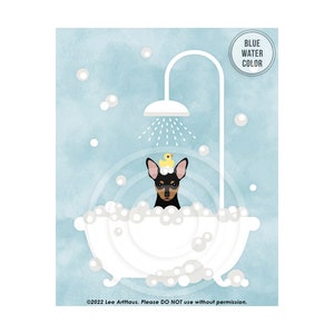 321DP Dog Print - Min Pin in Bubble Bath Wall Art - Miniature Pinscher ...