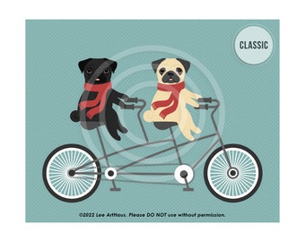 Pug Bicycle Print - Etsy