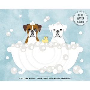 50DP Two Boxer Dogs in Bubble Bath Wall Art - Boxer Dog Print - Boxer ...