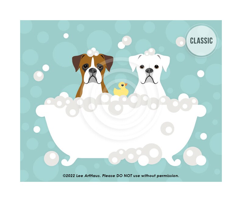 50DP Two Boxer Dogs in Bubble Bath Wall Art Boxer Dog Print - Etsy