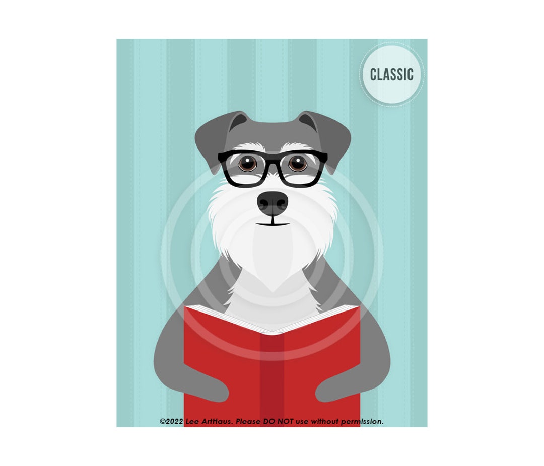 731DP Reading Decor - Schnauzer Reading Book Wall Art - Classroom Wall ...
