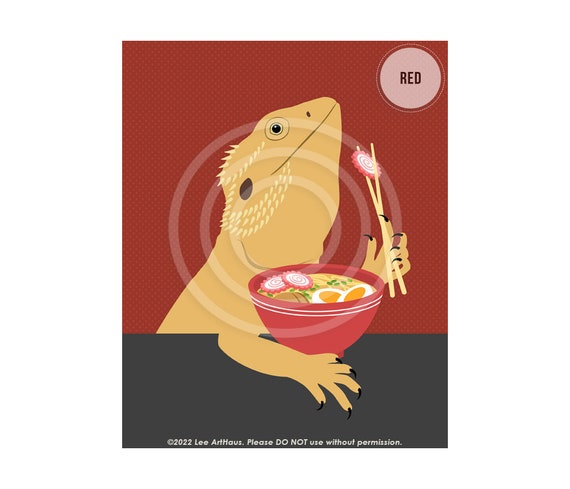 2RP Ramen Print Bearded Dragon Eating Ramen Noodle Wall Art - Etsy