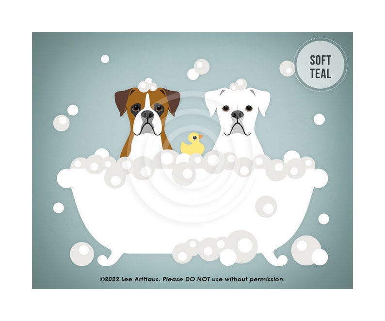 50DP Two Boxer Dogs in Bubble Bath Wall Art Boxer Dog Print - Etsy